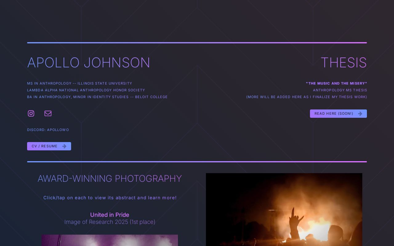 Apollo Johnson -- CV and Portfolio